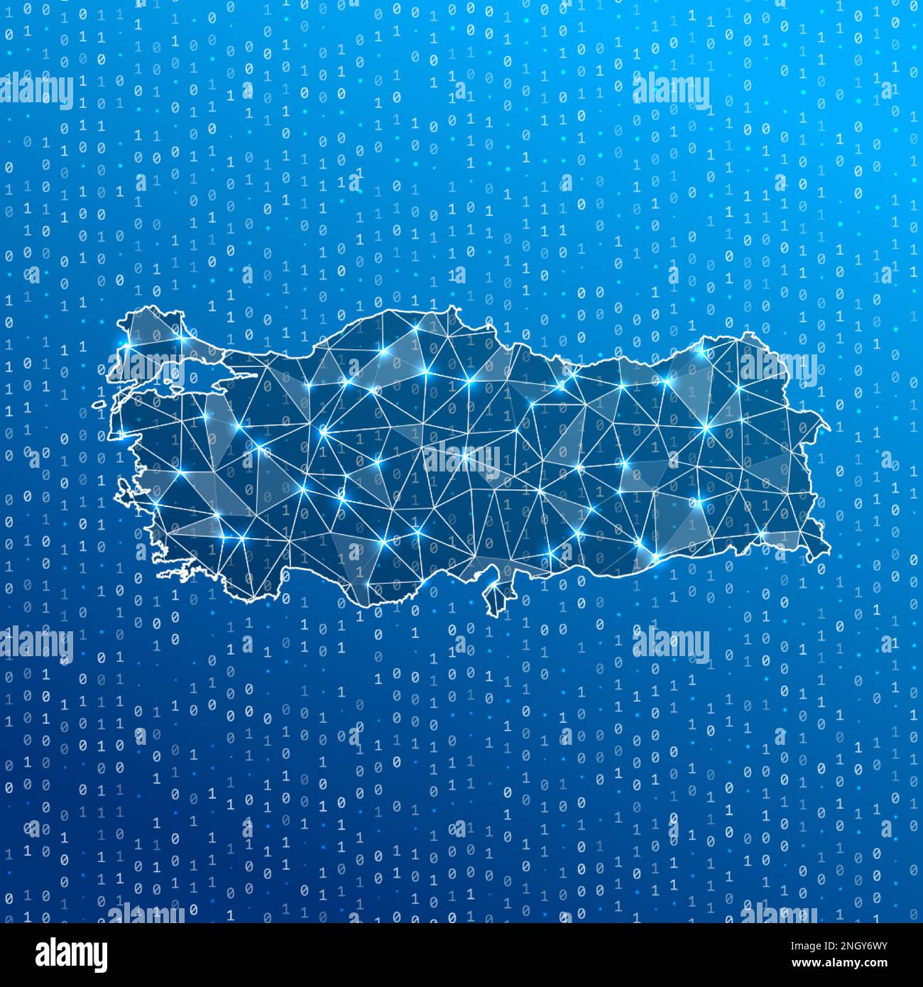 Network map of Turkey. Country digital connections map. Technology, internet, network ...