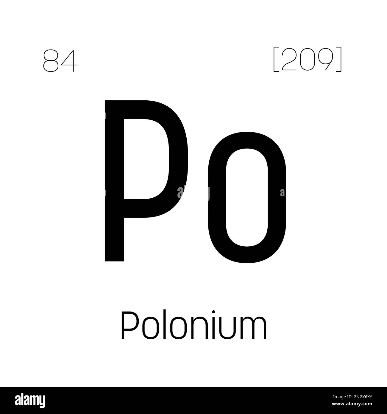 Polonium, Po, periodic table element with name, symbol, atomic number ...
