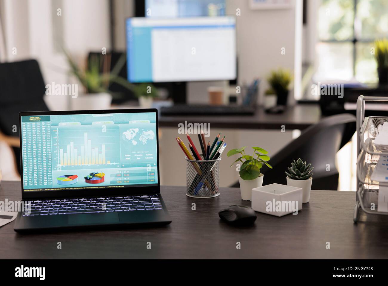 Investment advisory company displaying world stock market data on ...