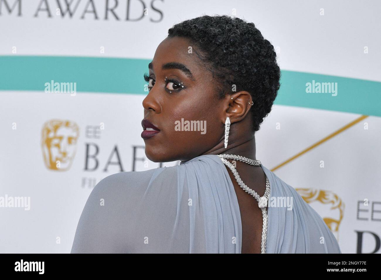 Lashana Lynch attending the EE BAFTA Film Awards 2023 at The Royal ...