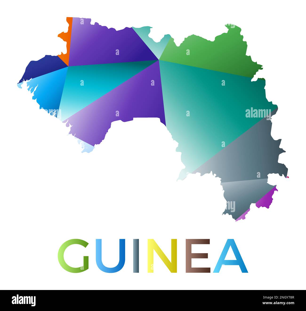 Bright colored Guinea shape. Multicolor geometric style country logo ...