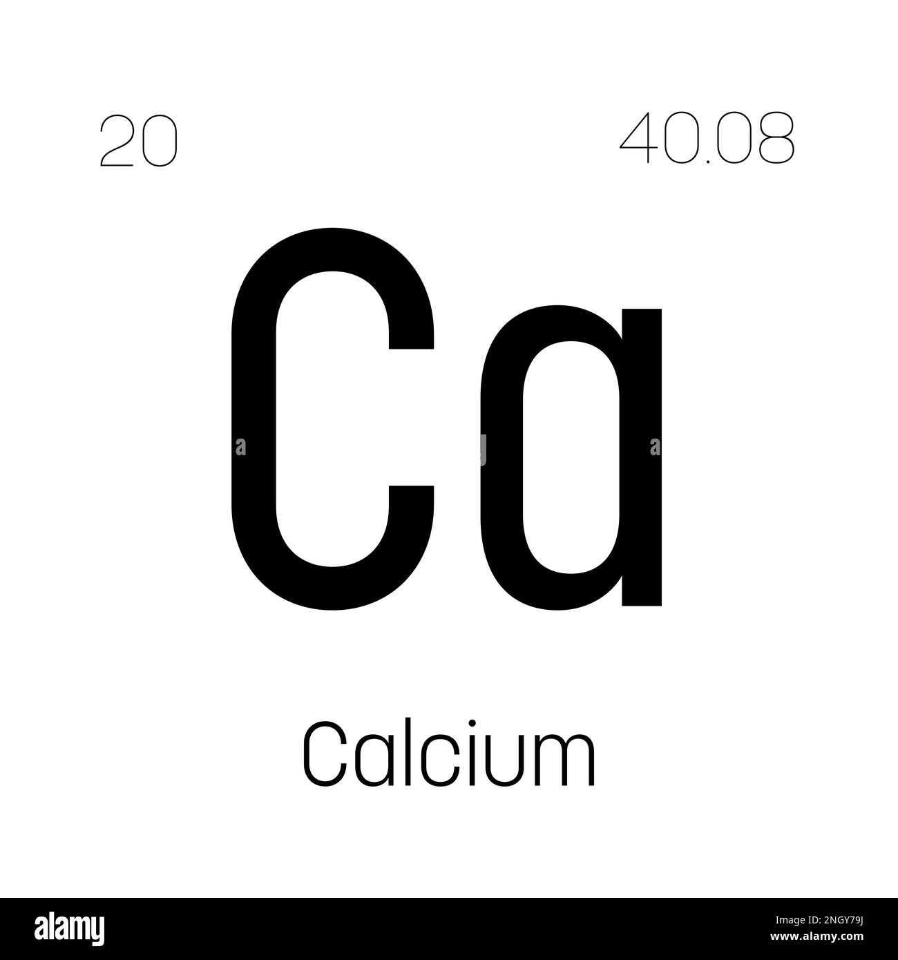 Calcium, Ca, periodic table element with name, symbol, atomic number and weight. Alkaline earth ...