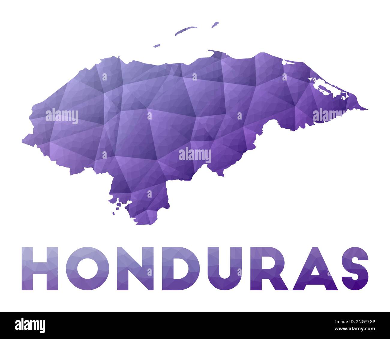 Map of Honduras. Low poly illustration of the country. Purple geometric ...