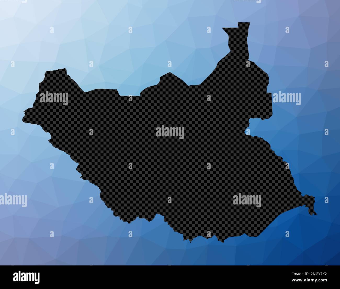 South Sudan geometric map. Stencil shape of South Sudan in low poly ...
