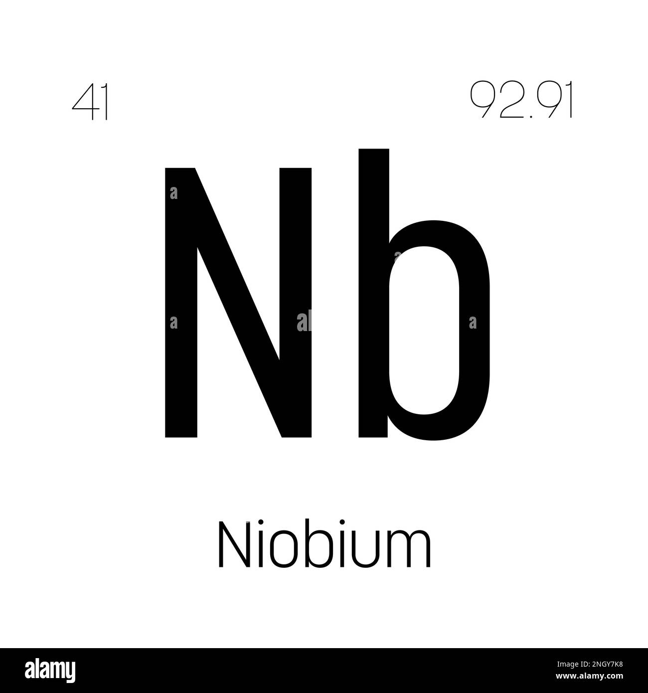 Niobium, Nb, periodic table element with name, symbol, atomic number ...