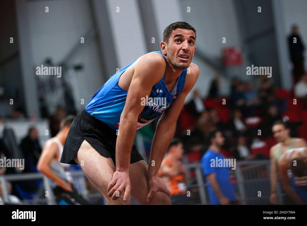 Belgrade, Serbia, 15 February 2023. Yervand Mkrtchyan of Armenia reacts ...