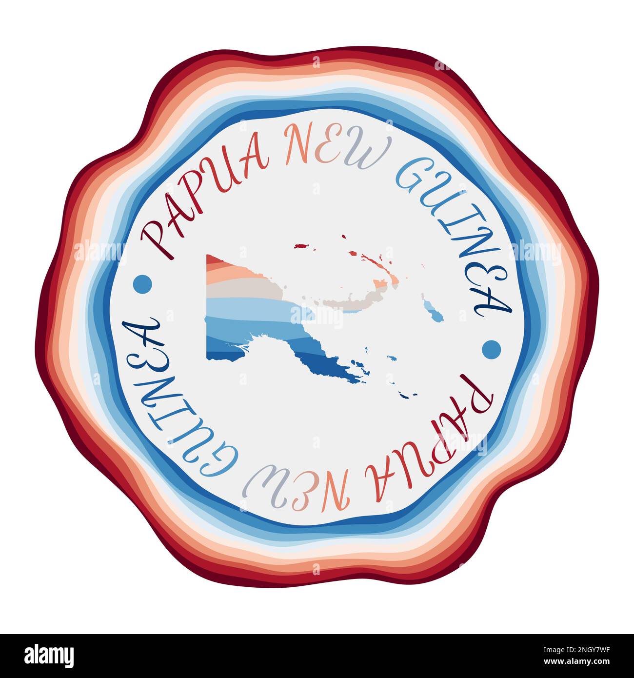 Papua New Guinea badge. Map of the country with beautiful geometric ...