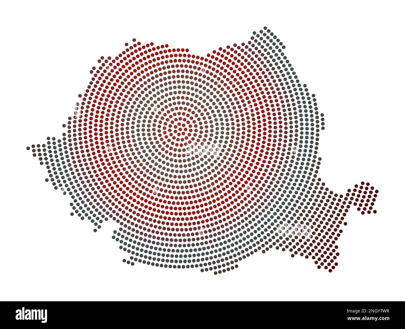 Romania dotted map. Digital style shape of Romania. Tech icon of the ...