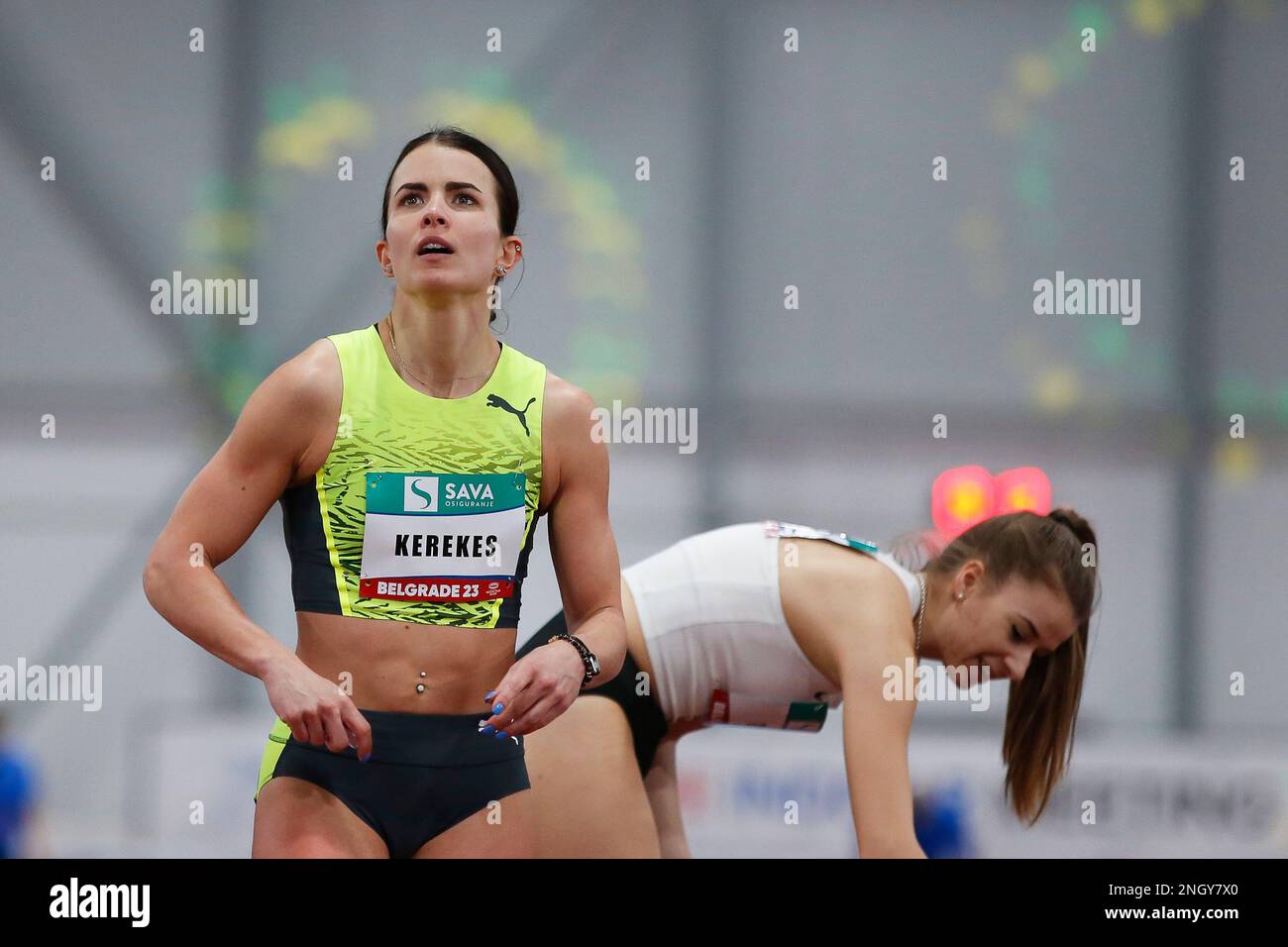 Belgrade, Serbia, 15 February 2023. Greta Kerekes of Hungary reacts ...