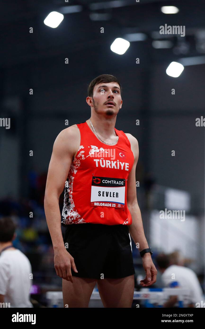 Belgrade, Serbia, 15 February 2023. Mikdat Sevler of Turkey reacts ...