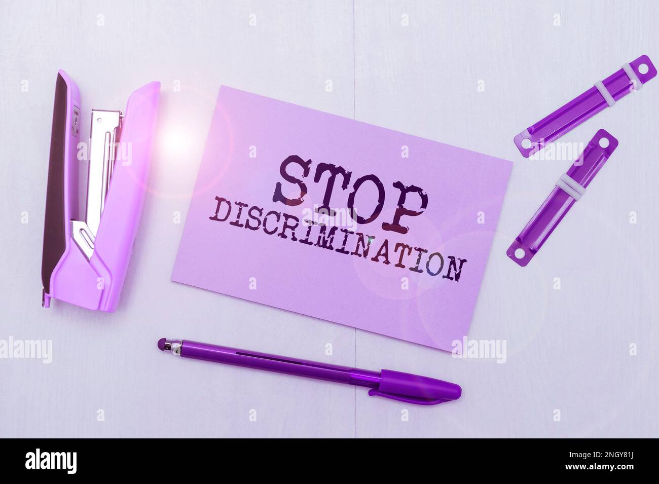 Sign displaying Stop Discrimination. Business idea Prevent Illegal ...