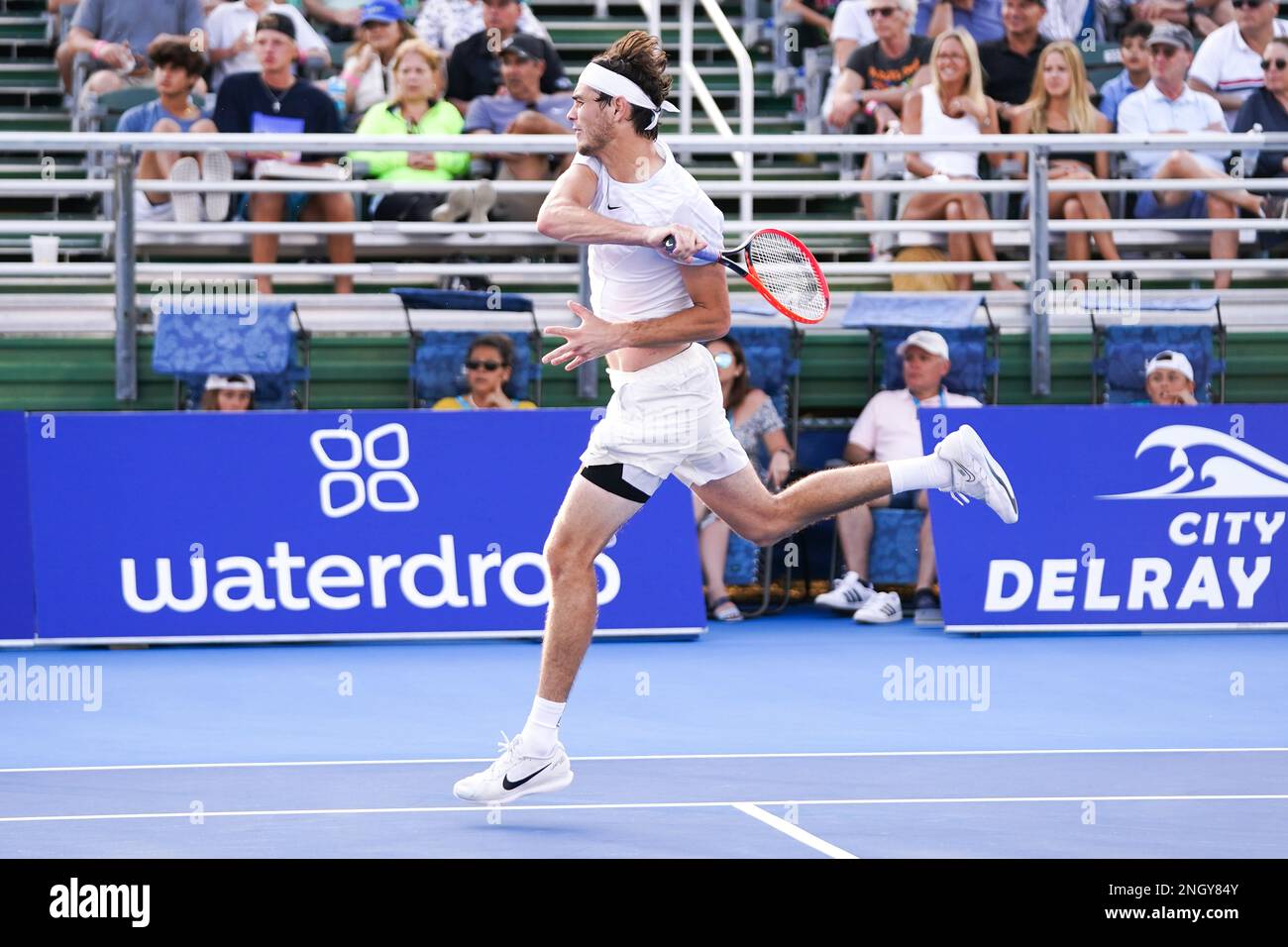 February, 19 - Delray Beach: Taylor Fritz(USA) in action here defeats ...