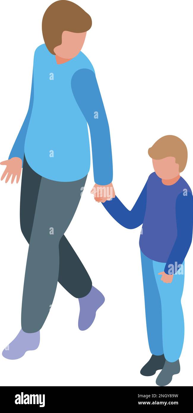 Son parent icon isometric vector. Father child. Man kid Stock Vector ...