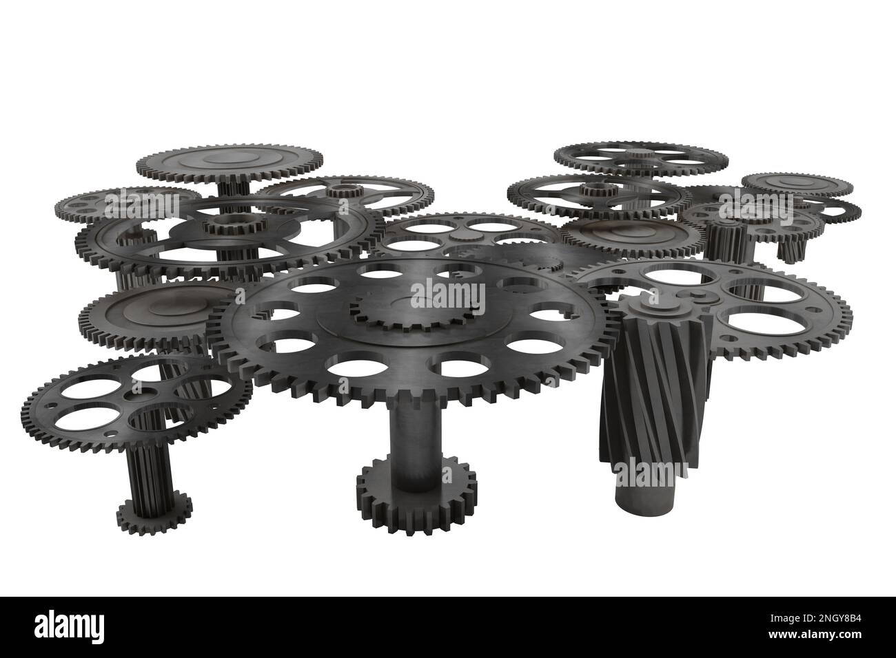 Pieces of gears. teamwork, partnership and integration concept. 3d ...