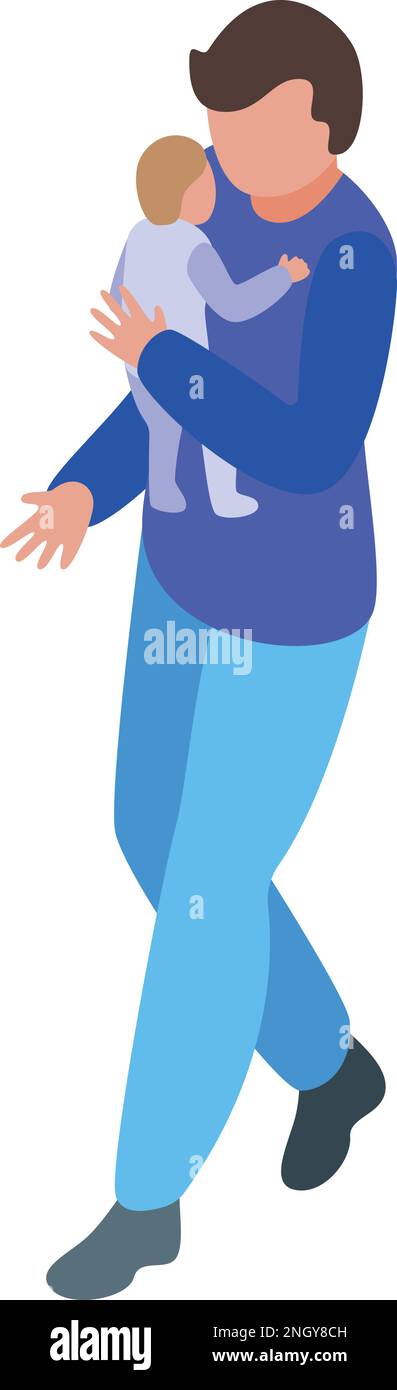 Baby dad icon isometric vector. Child parent. Single man Stock Vector ...