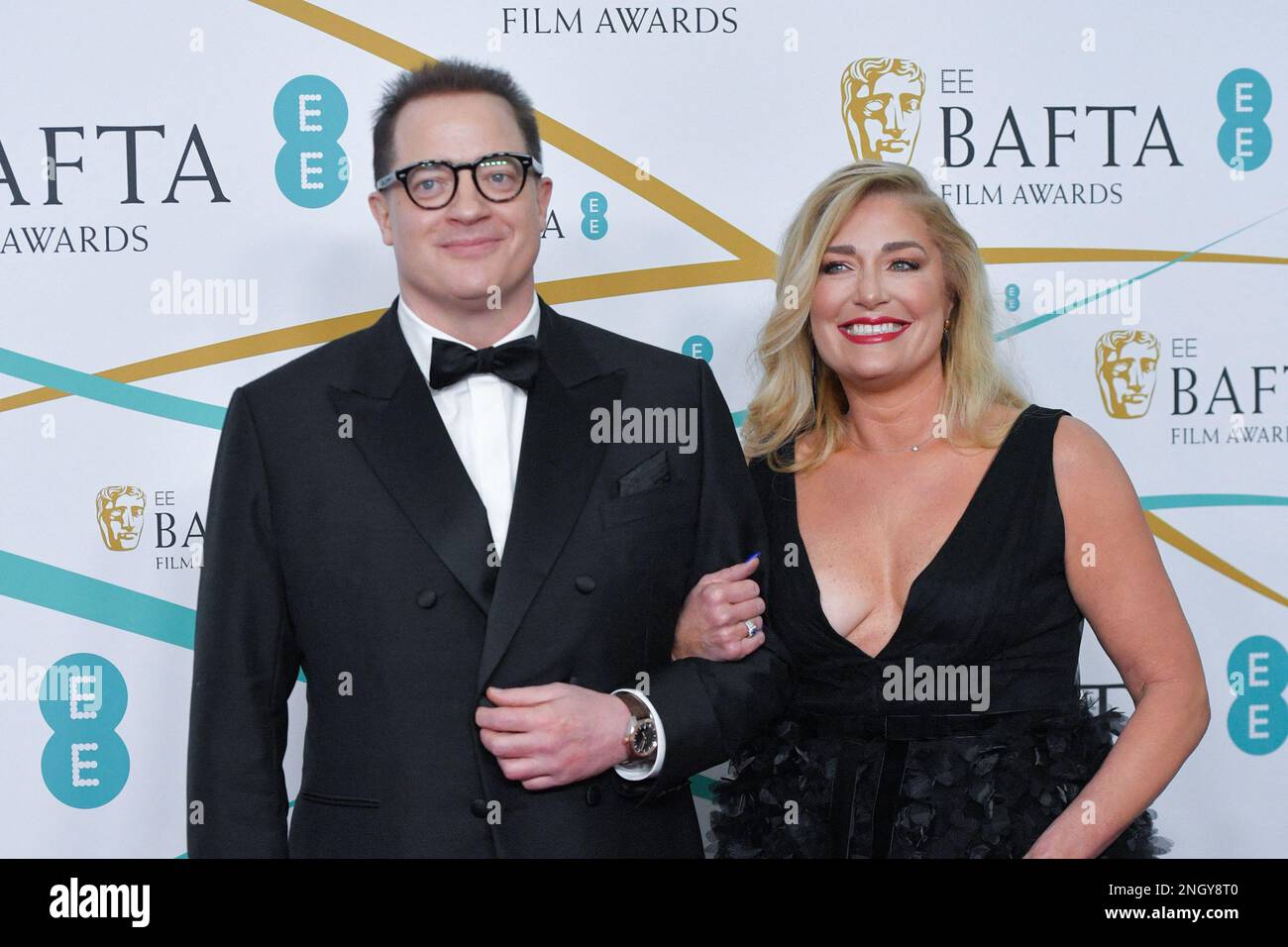 Brendan Fraser and Jeanne Moore attending the EE BAFTA Film Awards 2023 ...