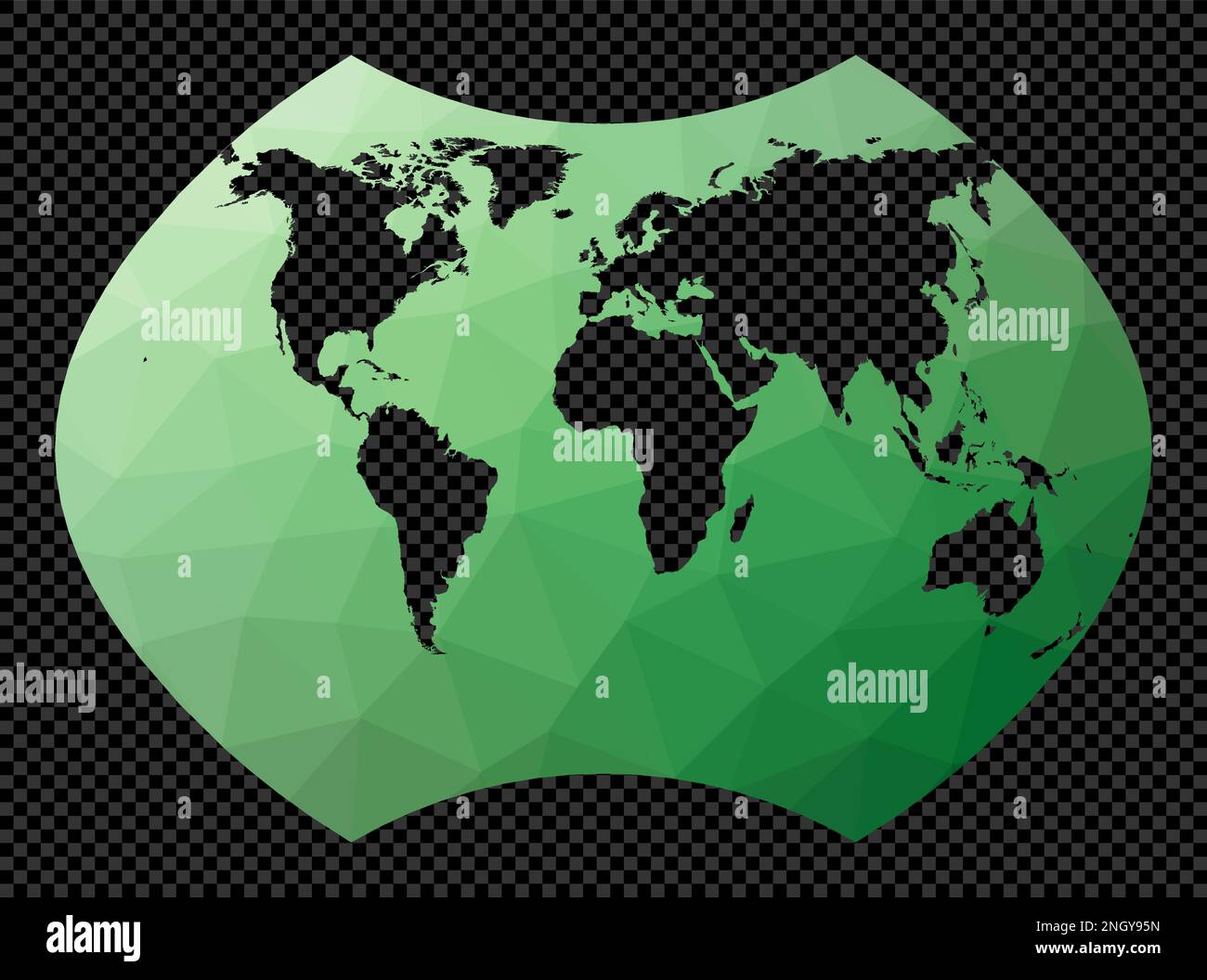 World map. Ginzburg 9 projection. Polygonal map of the world on ...