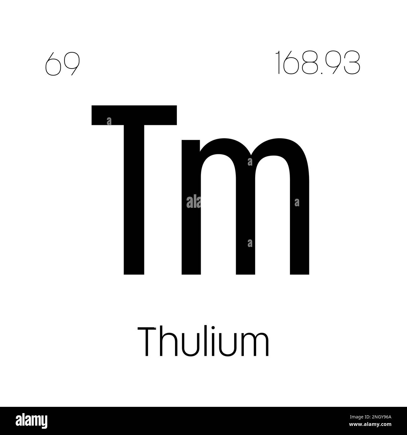 Thulium, Tm, periodic table element with name, symbol, atomic number ...