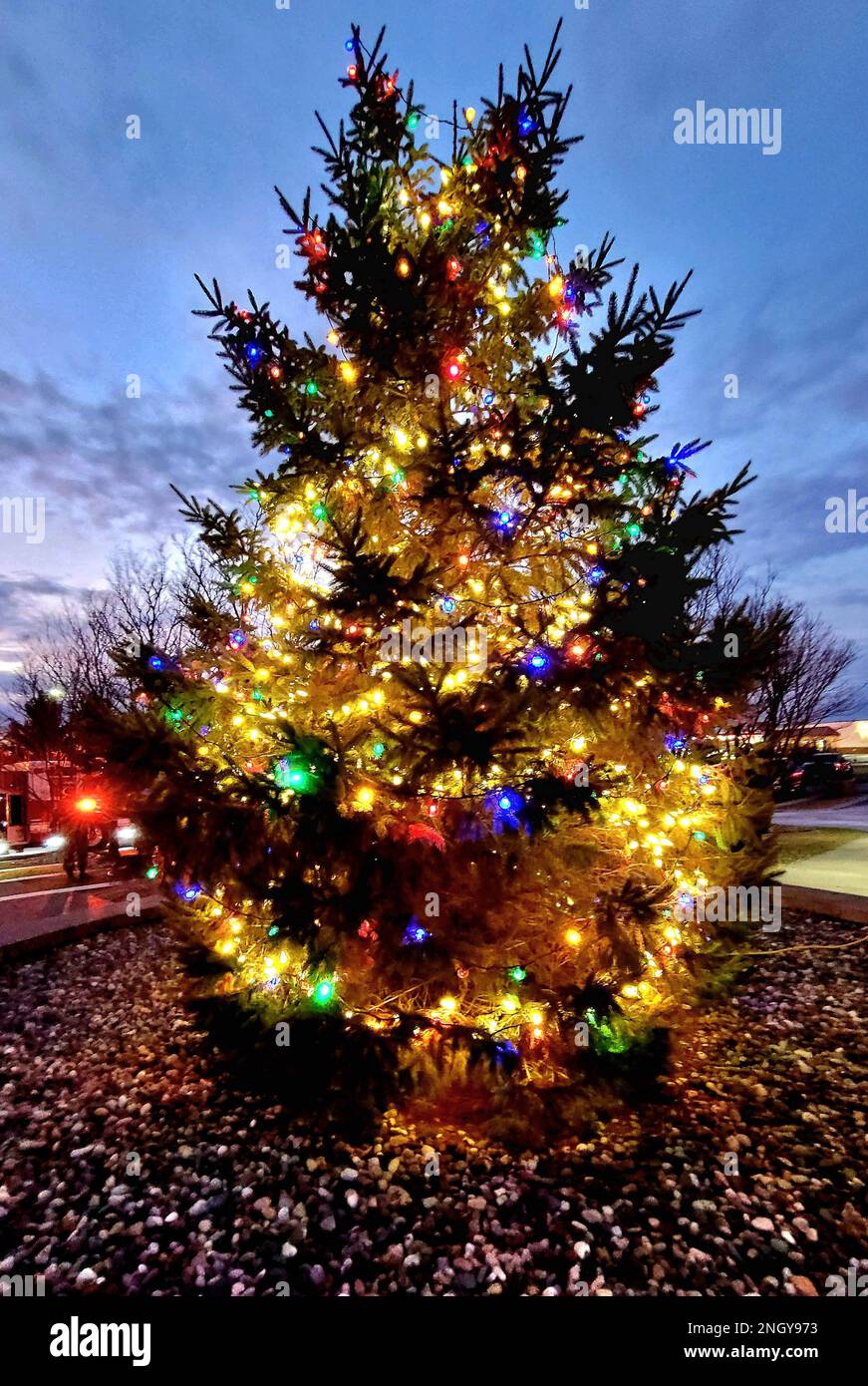 The 2022 Fort McCoy Christmas Tree is shown lit up Dec. 1, 2022, at ...