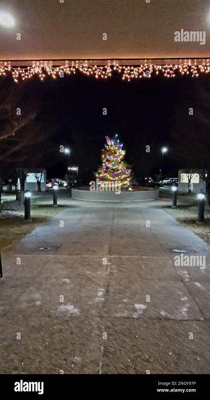 The 2022 Fort McCoy Christmas Tree is shown lit up Dec. 1, 2022, at ...