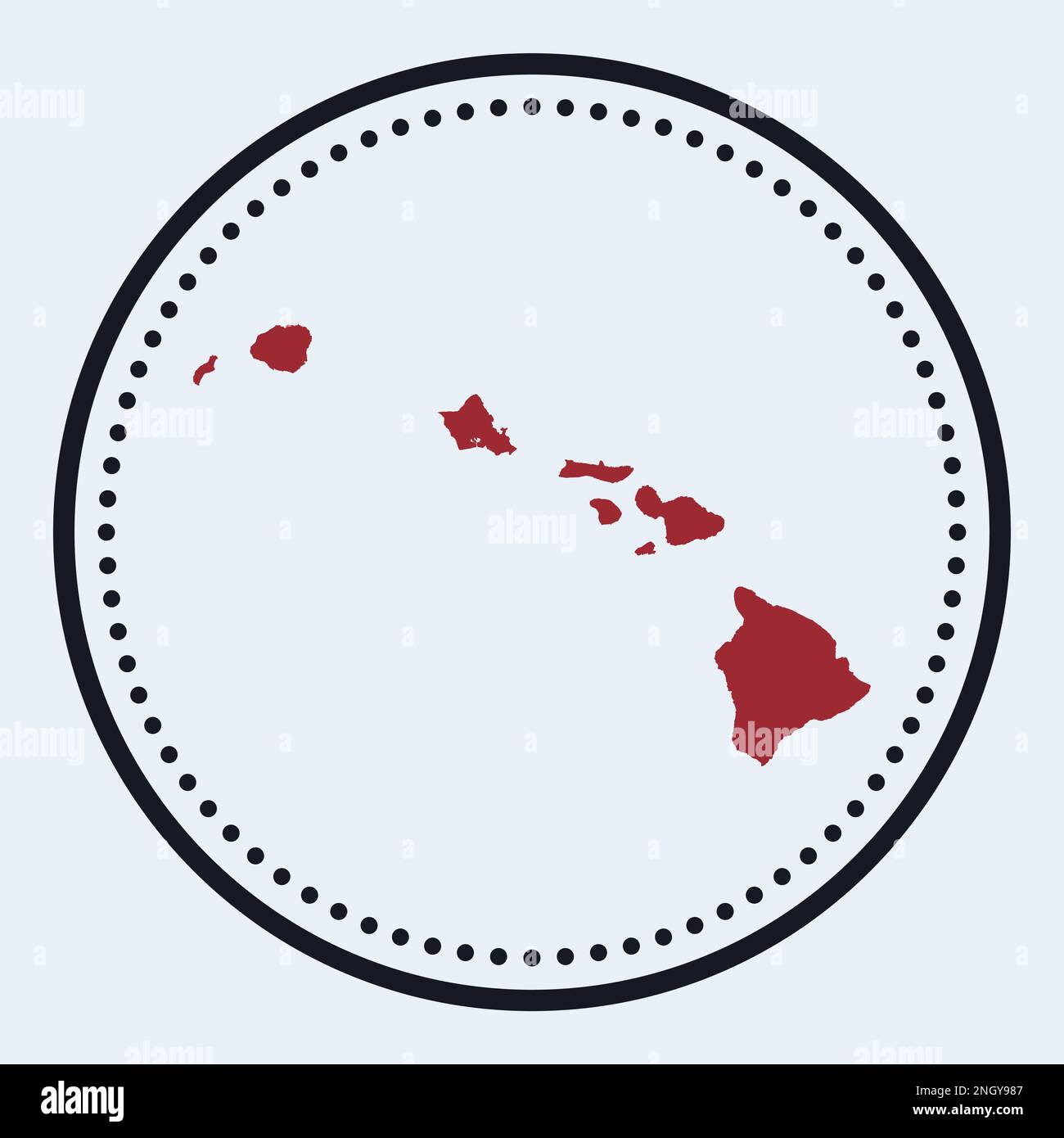 Hawaii round stamp. Round logo with island map and title. Stylish ...