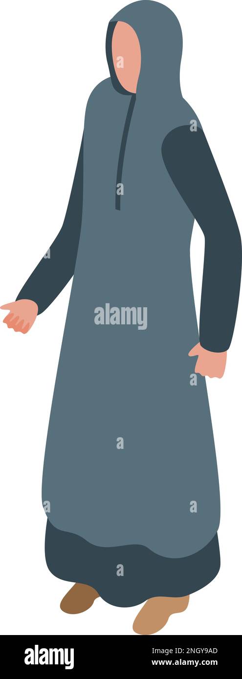 Muslim fashion icon isometric vector. Arab saudi. Abaya women Stock ...
