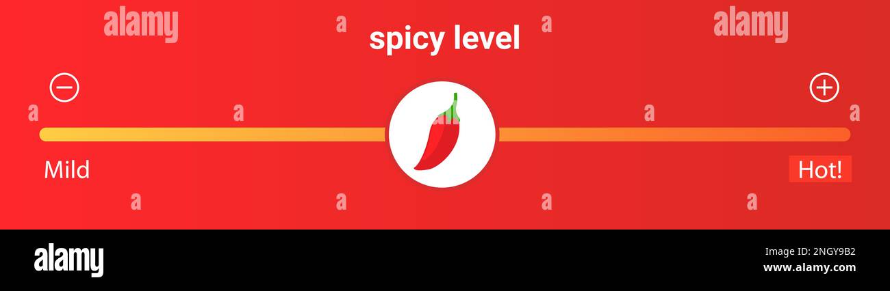 Spicy food level sauce hot sticker meter. Spicy level chili heat taste ...