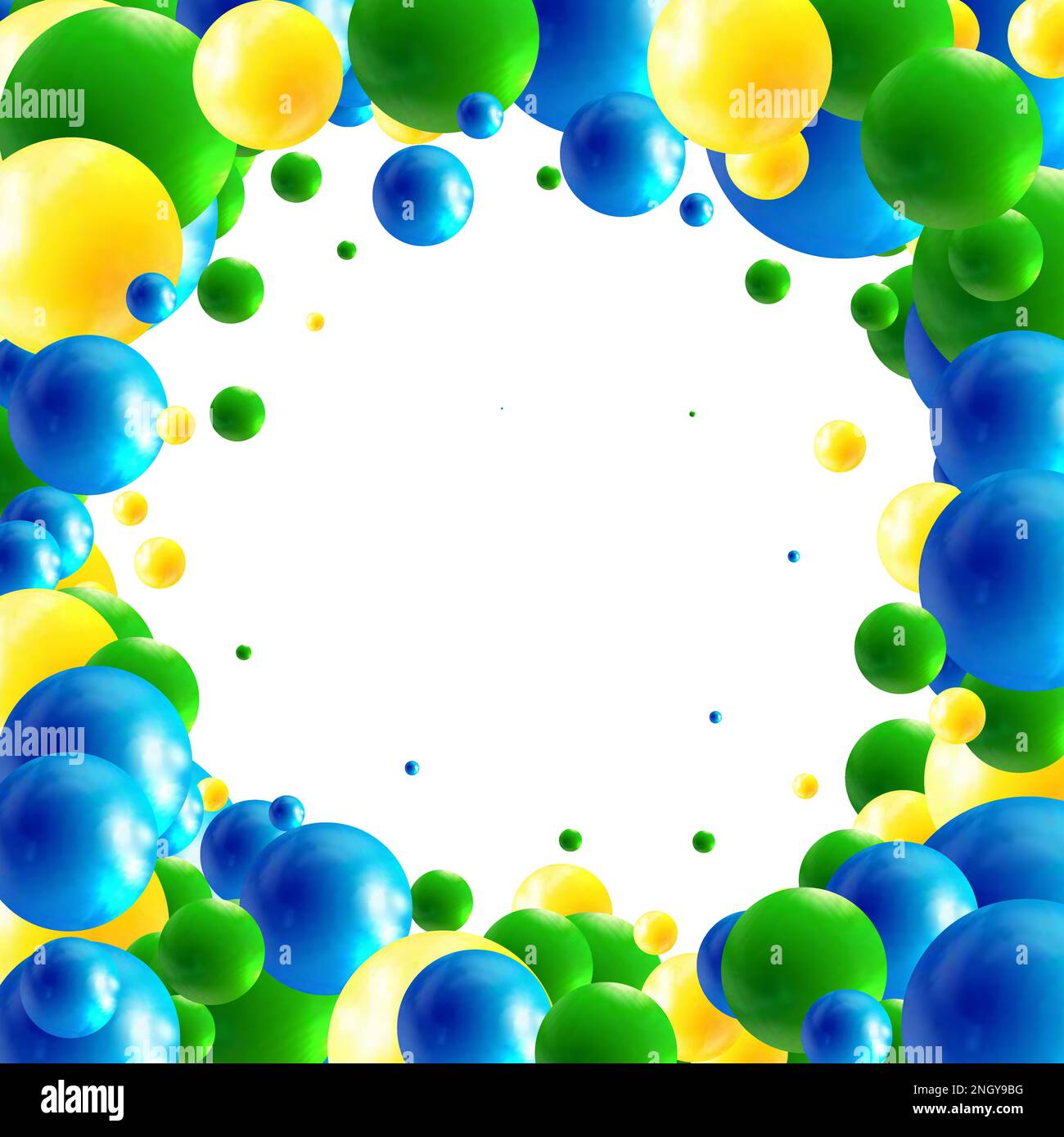 Background with color balls, blur effect. 3d round spheres. Geometric ...
