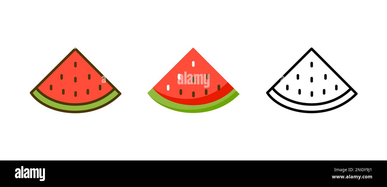 Watermelon vector slice icon. Water melon outline simple fruit cartoon ...