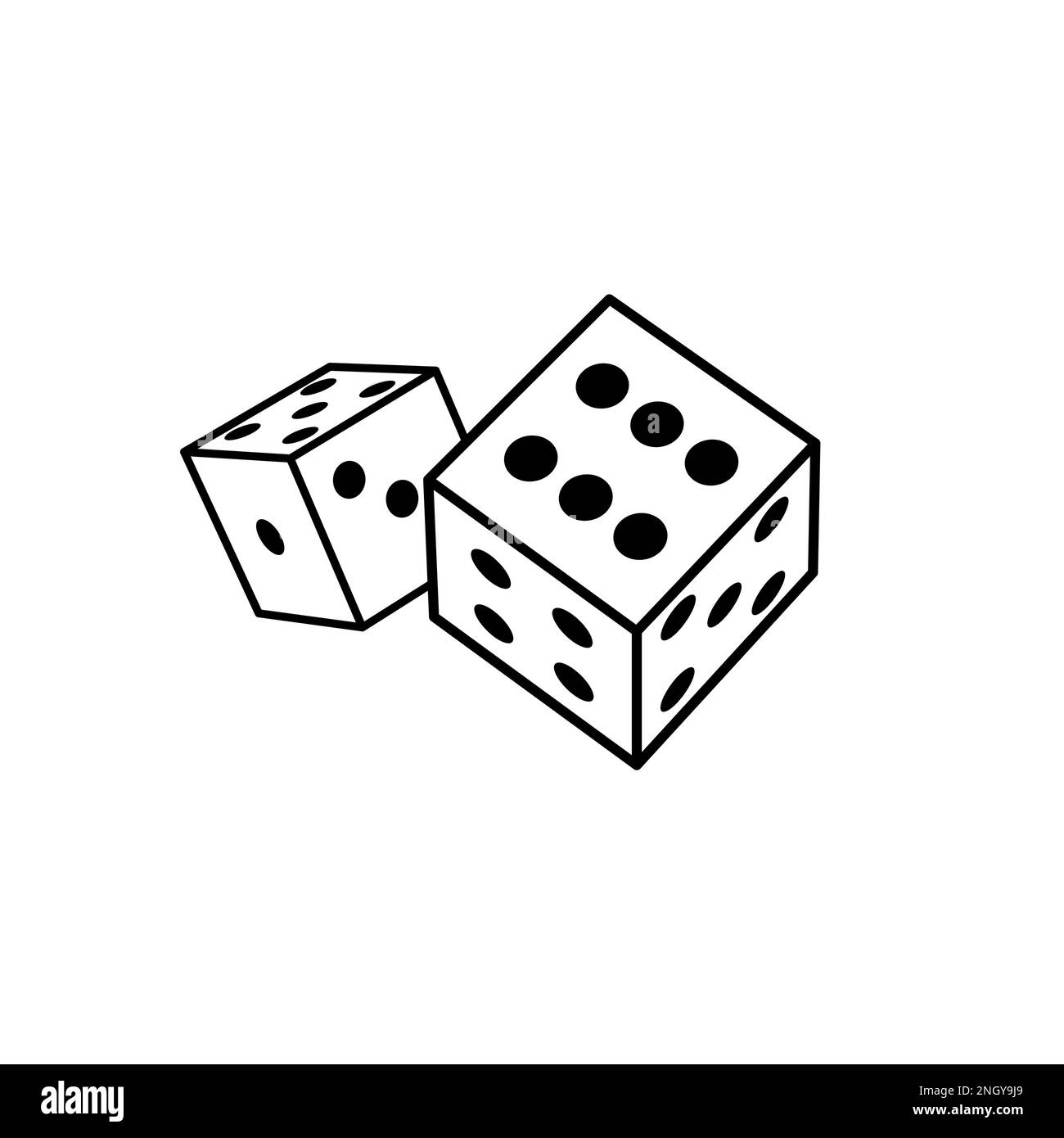 Dice cube line icon. Outline casino dice vector gamble illustration ...