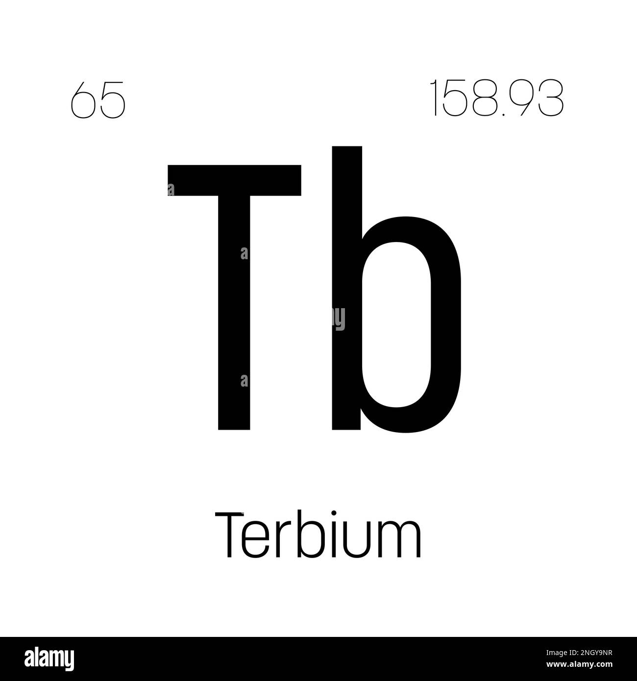 Terbium, Tb, periodic table element with name, symbol, atomic number ...