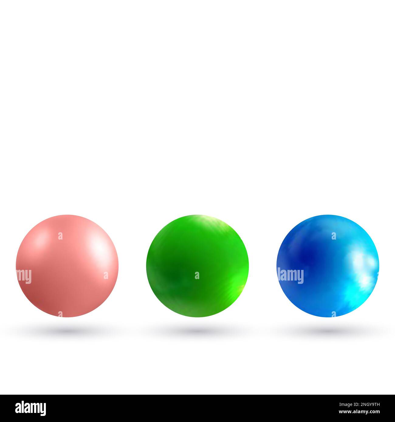 Colored realistic 3d balls with shadow. Design element. Red, green and ...