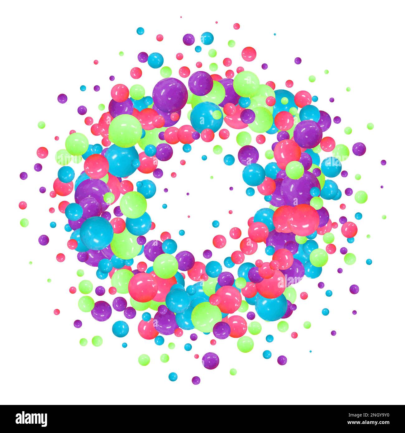 Background with color balls, blur effect. 3d round spheres. Geometric ...