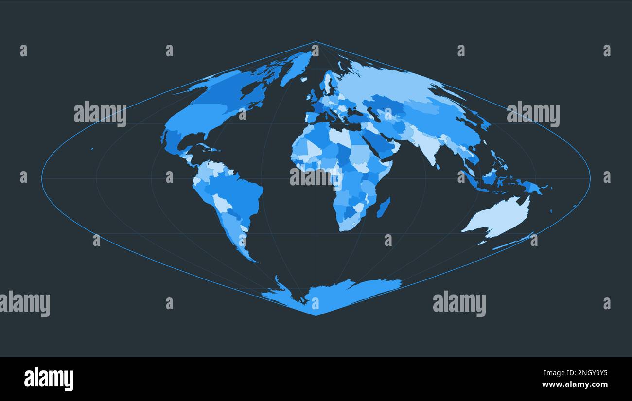 World Map. Sinusoidal projection. Futuristic world illustration for ...