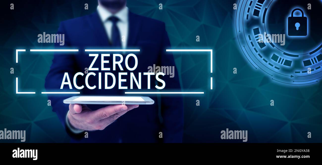 Hand writing sign Zero Accidents. Concept meaning important strategy ...