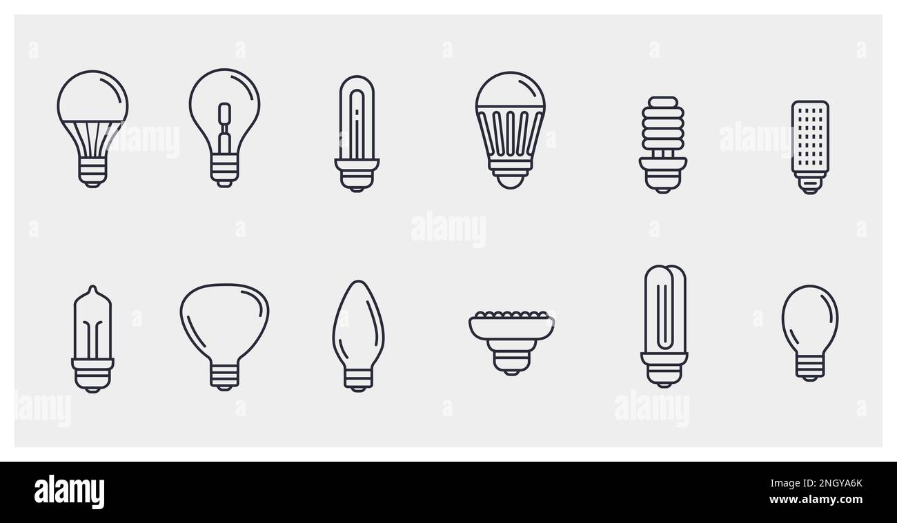 Light bulb line icon lamp. Led lightbulb energy electric economy light icon Stock Vector Image ...