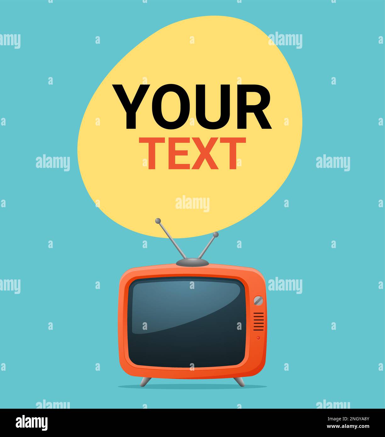 Retro tv cartoon background media. Orange yellow retro tv old vintage ...