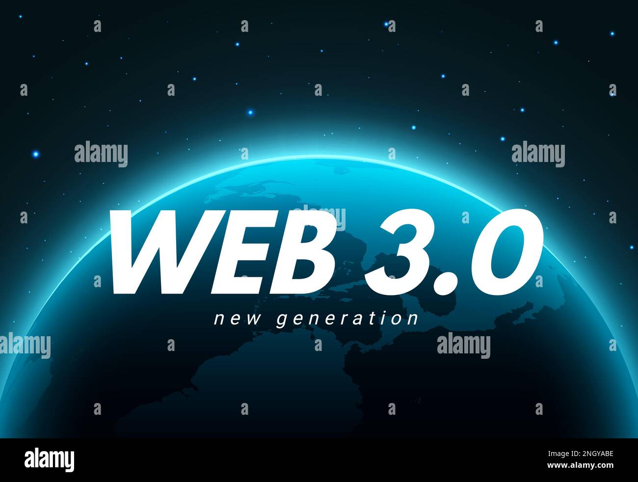 Web 3 world technology digital background. Web3 planet future internet new version blockchain ...