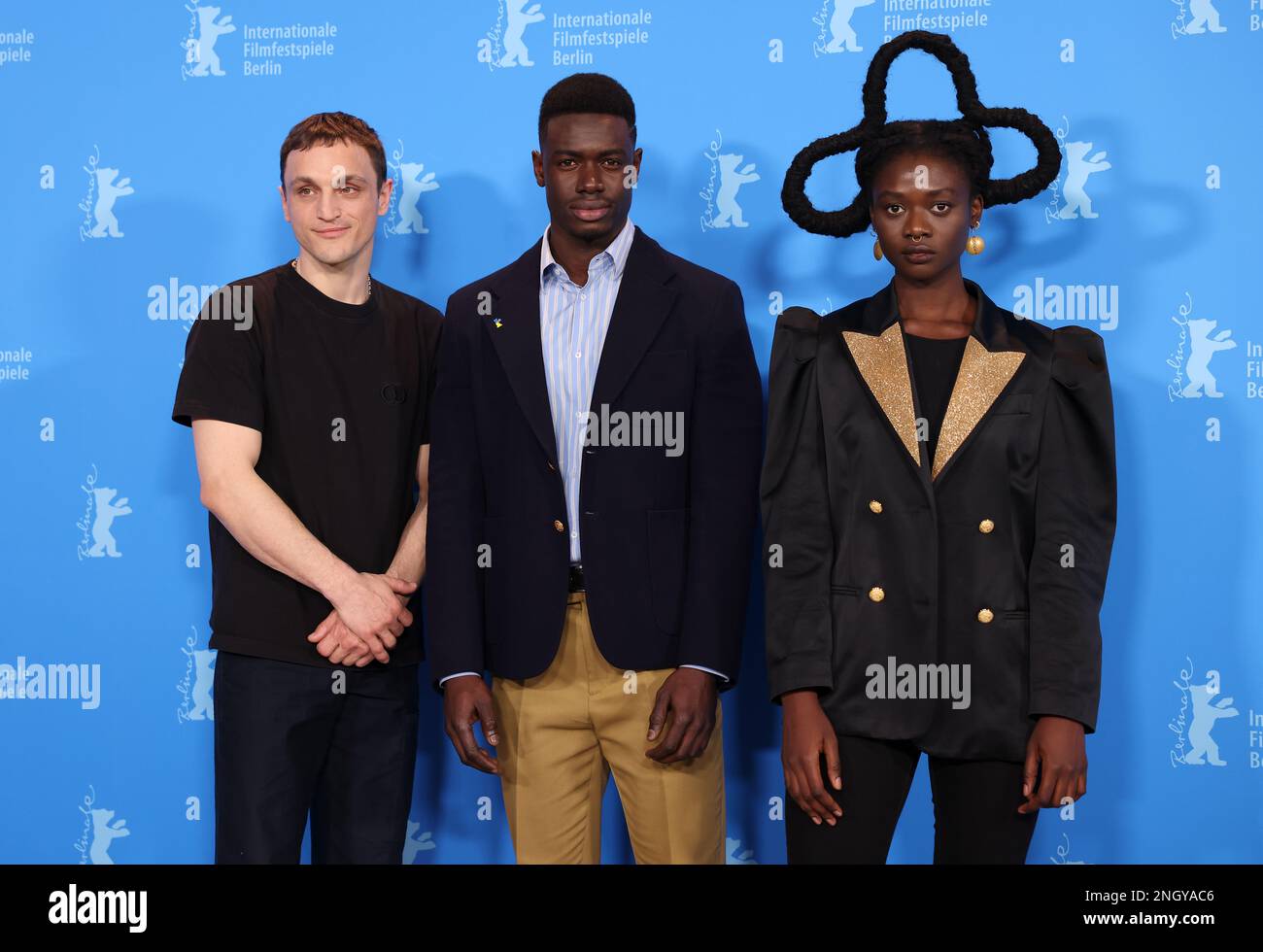 Berlin, Germany. 20th Feb, 2023. Actors Franz Rogowski, Morr Ndiaye and ...
