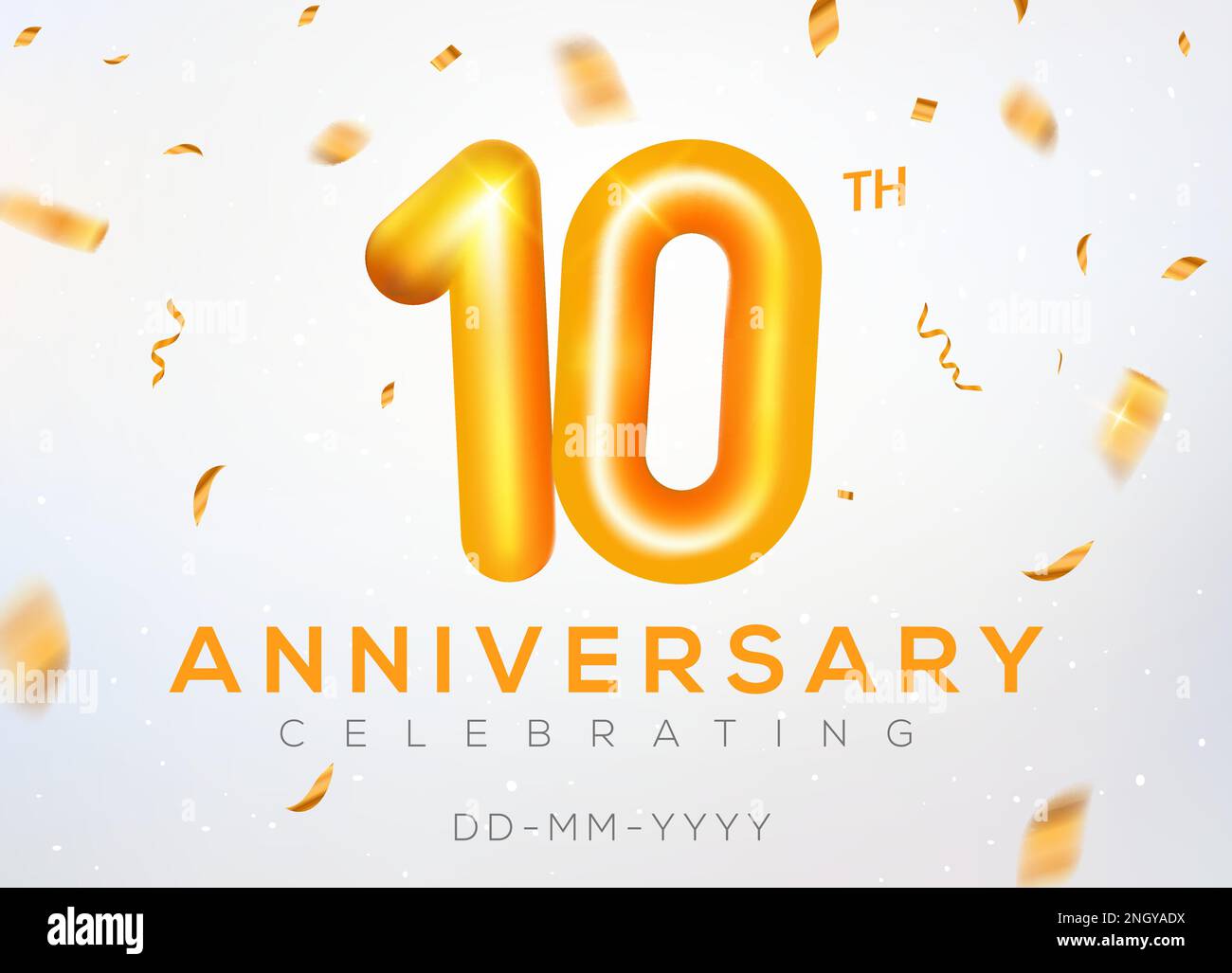 10 year anniversary gold number celebrate jubilee vector logo ...