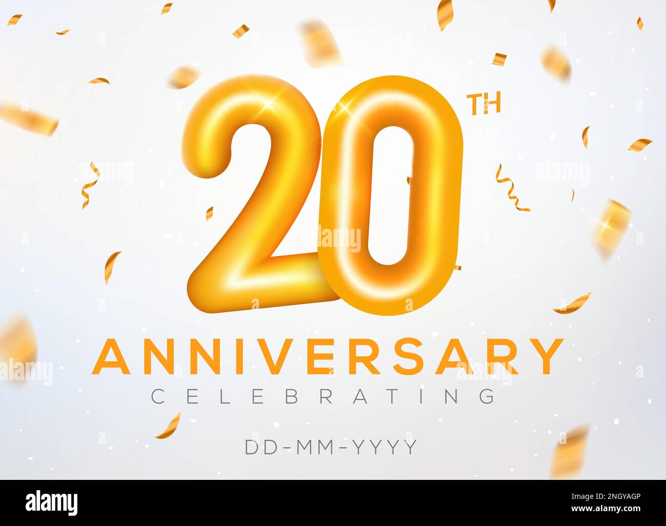 20 year anniversary gold number celebrate jubilee vector logo ...