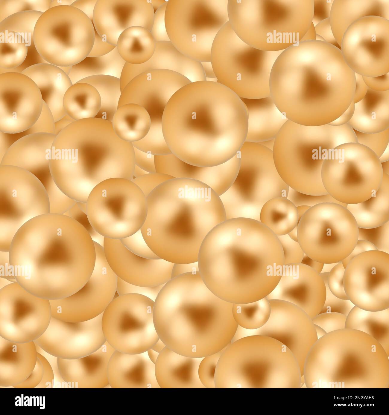 Gold sphere ball on golden background with reflection. 3D rendering ...