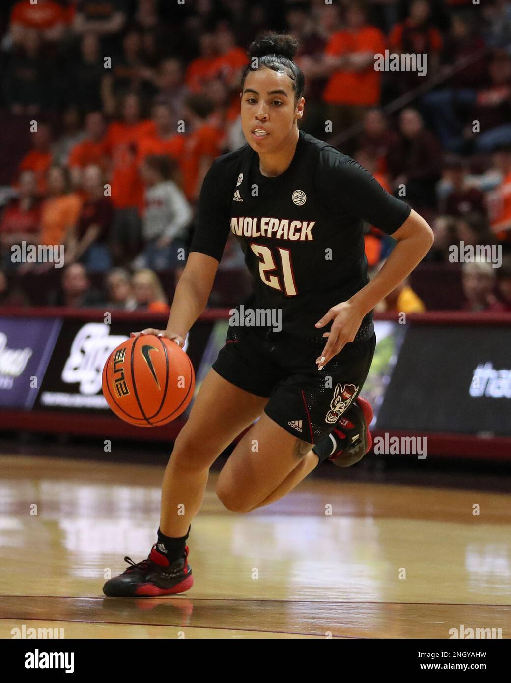 Blacksburg, Virginia, USA. 19th Feb, 2023. NC State Wolfpack guard ...