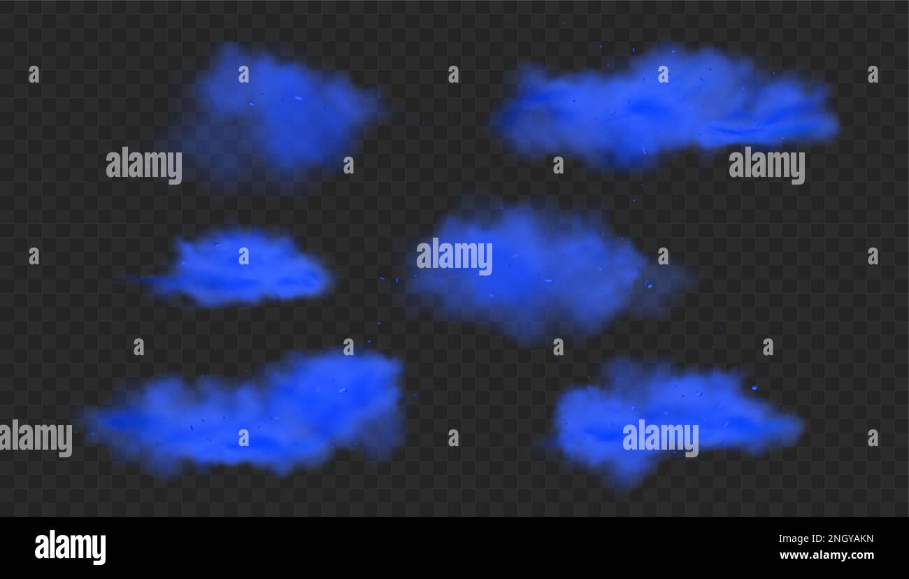 Blue smoke effect vector explosion isolated nebula. Blue smoke cloudy ...