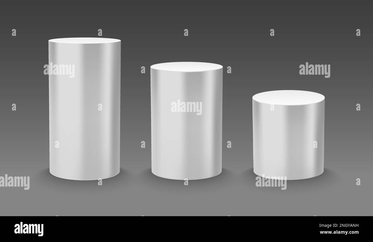 3d silver cylinder design scene stage template. Silver cylinder steel ...