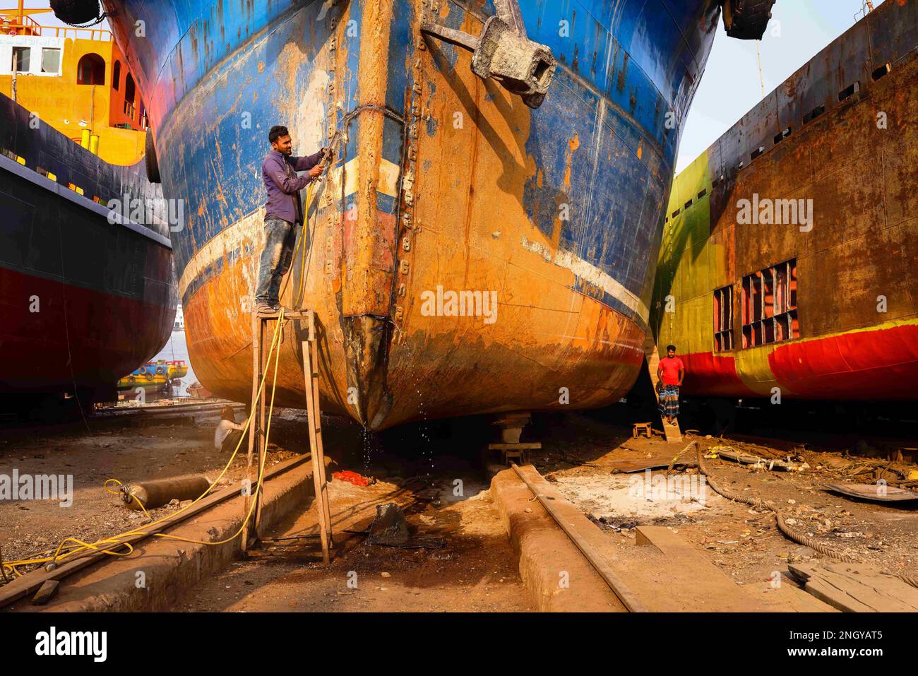 February 6, 2023, Dhaka, Bangladesh: The shipyard in Dhaka is located ...