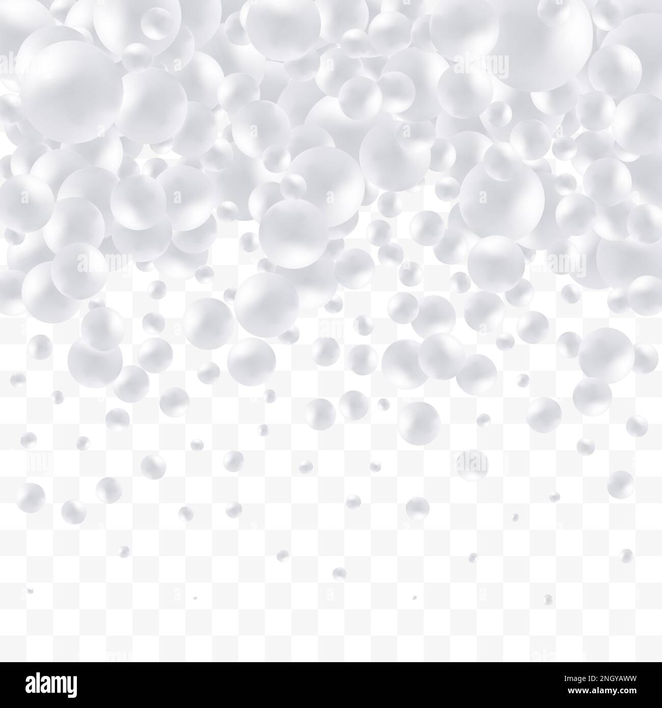 Light background with white balls, blur effect. 3d round spheres ...
