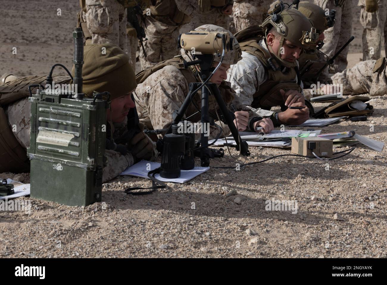 U.S. Marines with 1st Marine Division call for fire during a fire ...