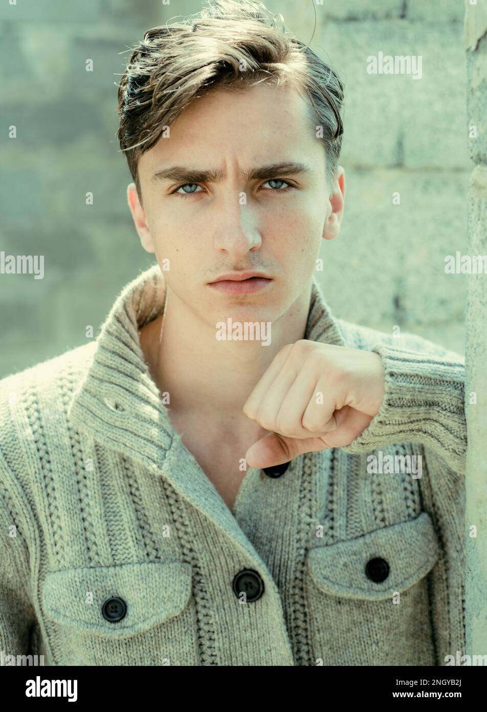 Serious face. Portrait of self confident man. Close-up of young man ...