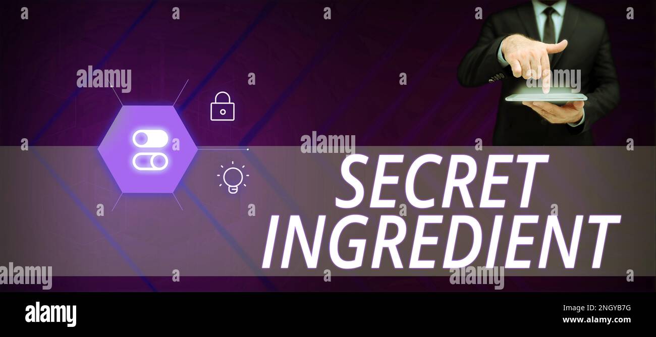 Conceptual display Secret Ingredient. Conceptual photo special ...